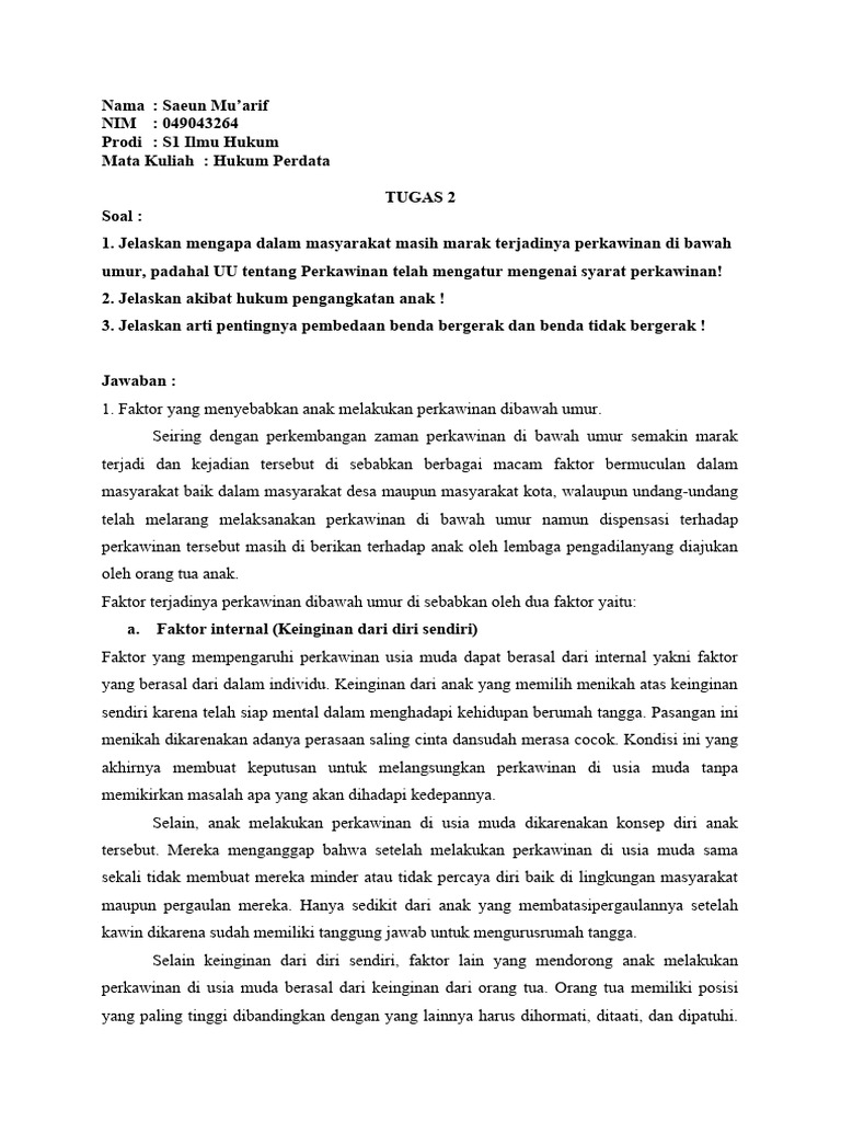 TUGAS 2 Hukum Perdata | PDF