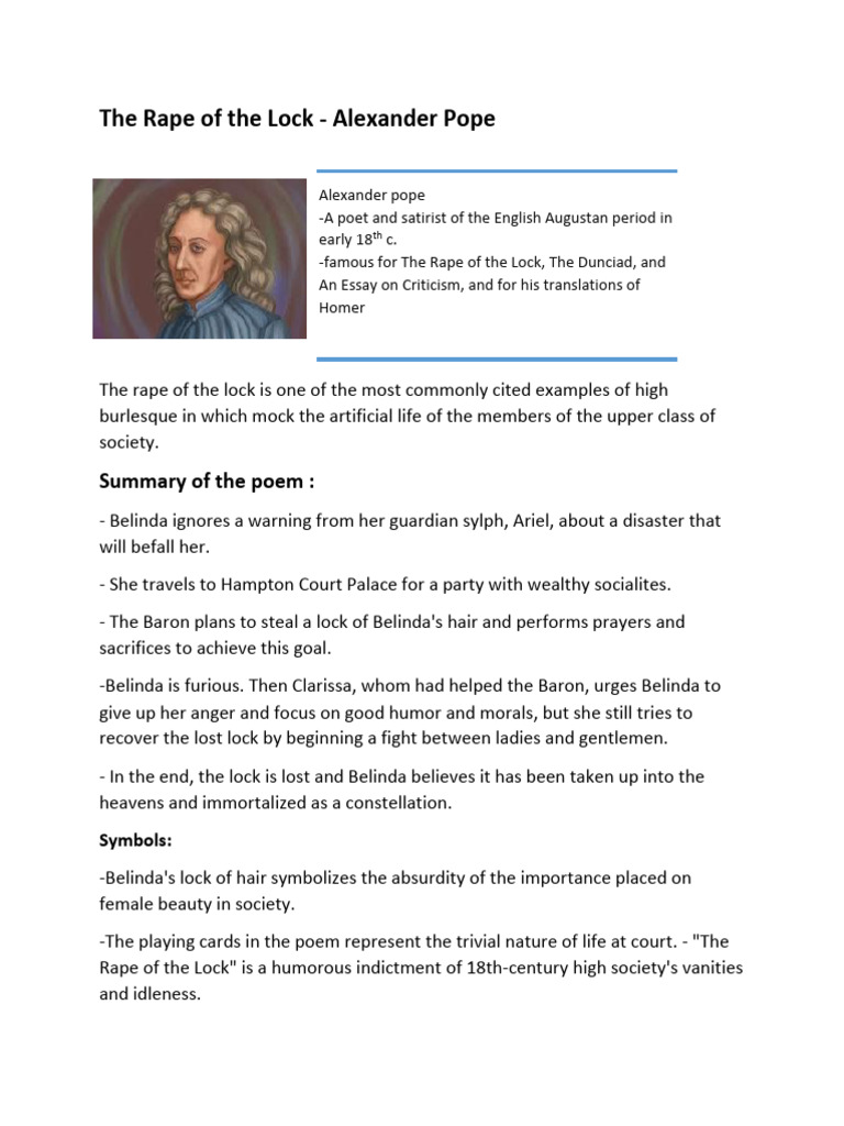 The Rape of The Lock | PDF | Classics | General Fiction