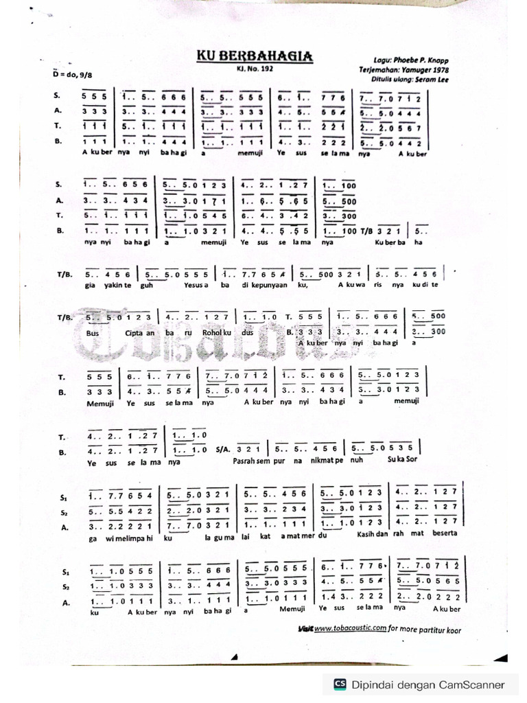 Partitur Koor Aku Bernyanyi | PDF