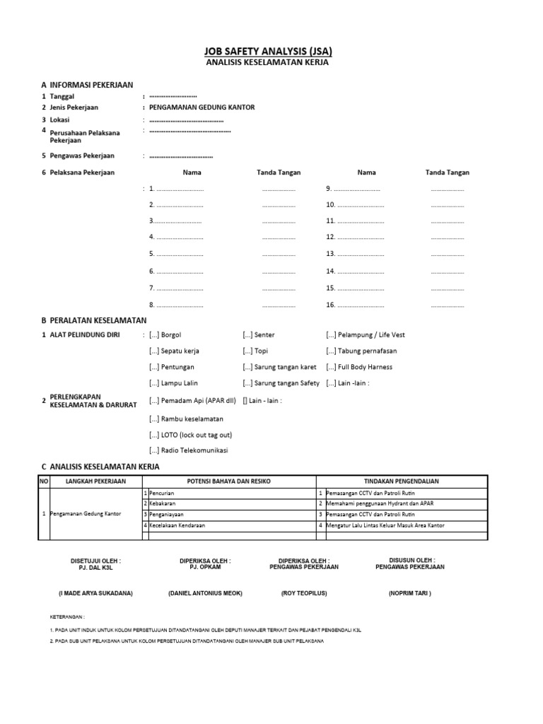 Checklist Satpam 2020 | PDF