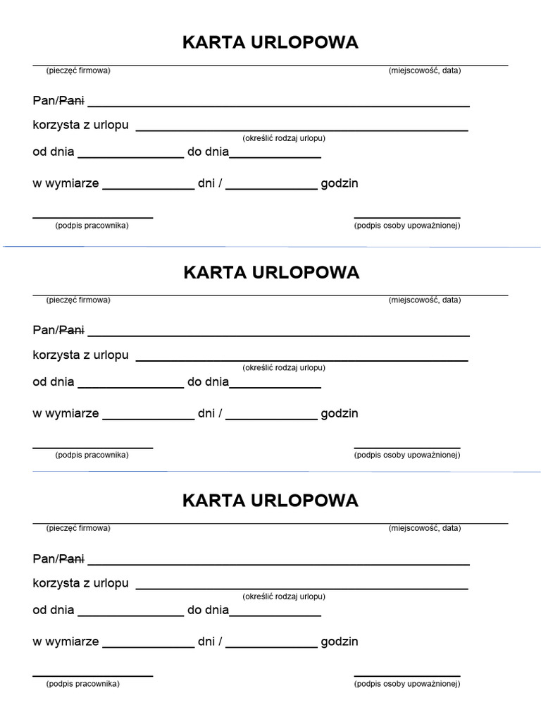 Wniosek Urlopowy | PDF