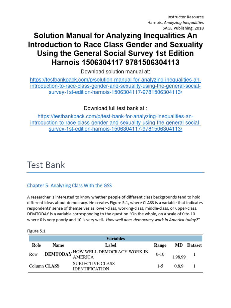 Analyzing Inequalities An Introduction To Race Class Gender and ...