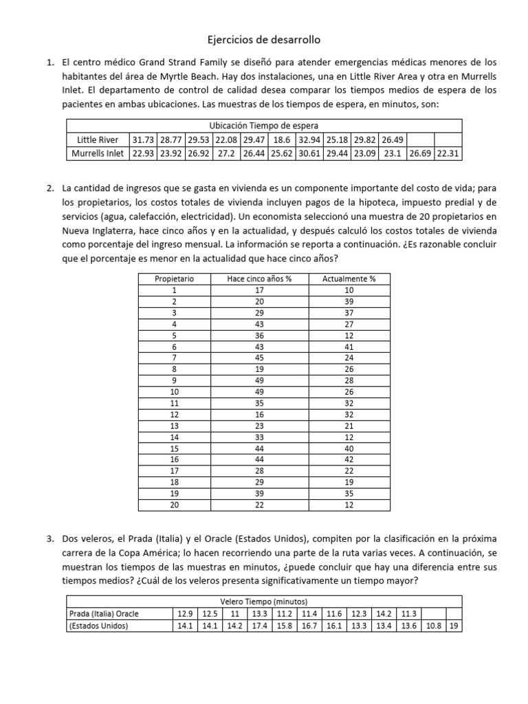 Ejercicios de Desarrollo | PDF