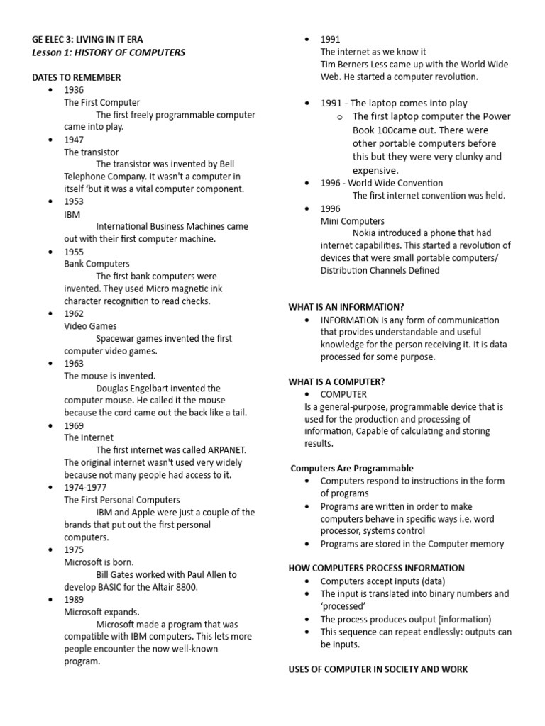 Ge Elec 3 CH1 CH2 Handouts | PDF | Solid State Drive | Computer Data Storage