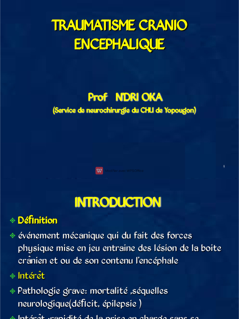 Traumatisme Cranio-Encephalique | PDF | Traumatisme crânien | Urgences médicales