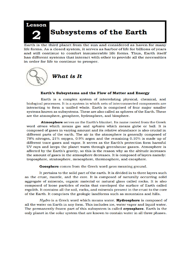 Subsystems of Earth | PDF