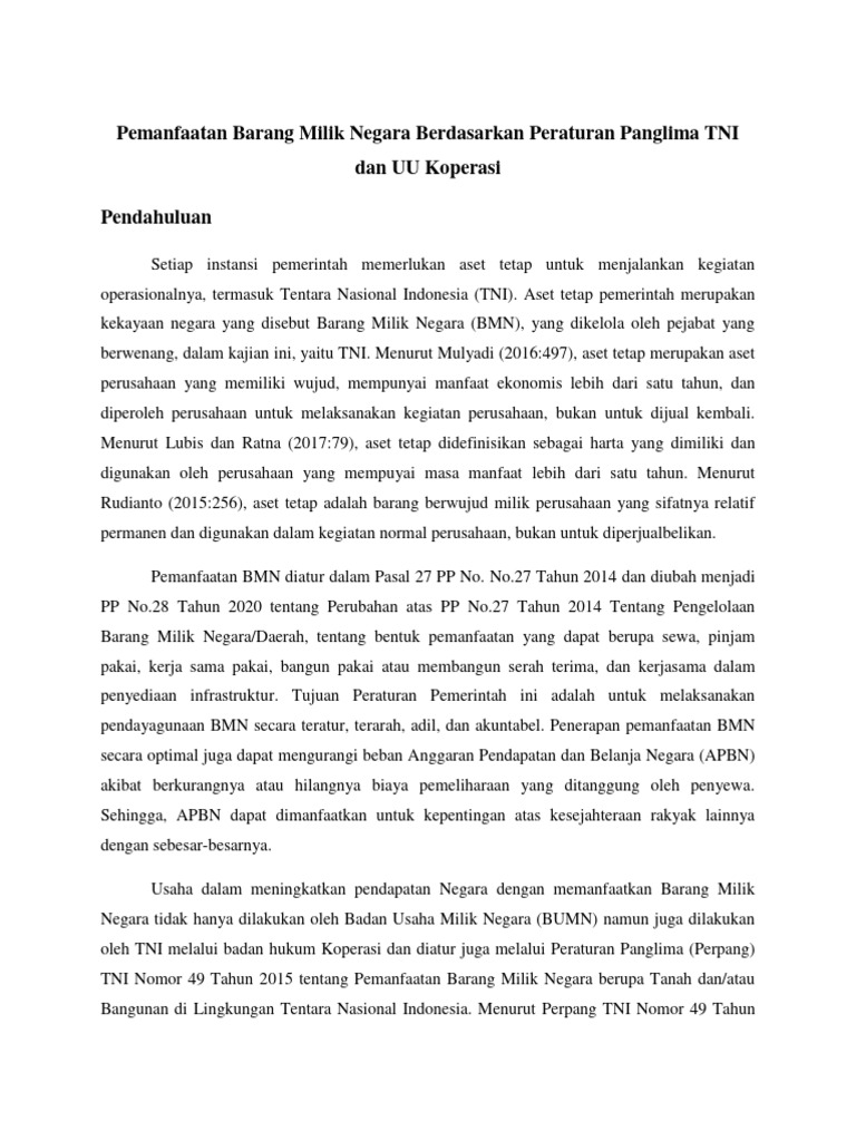 Kajian Pemanfaatan Barang Milik Negara 1 | PDF | Bisnis | Hukum