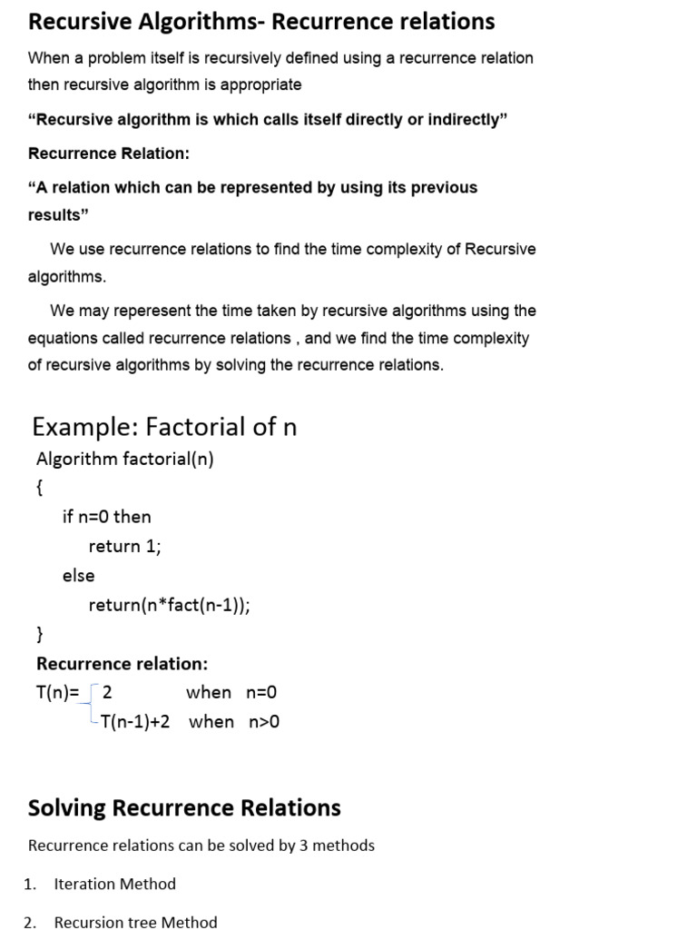 Recrrence Relations, Masters Theorem | PDF | Recurrence Relation | Mathematical Concepts