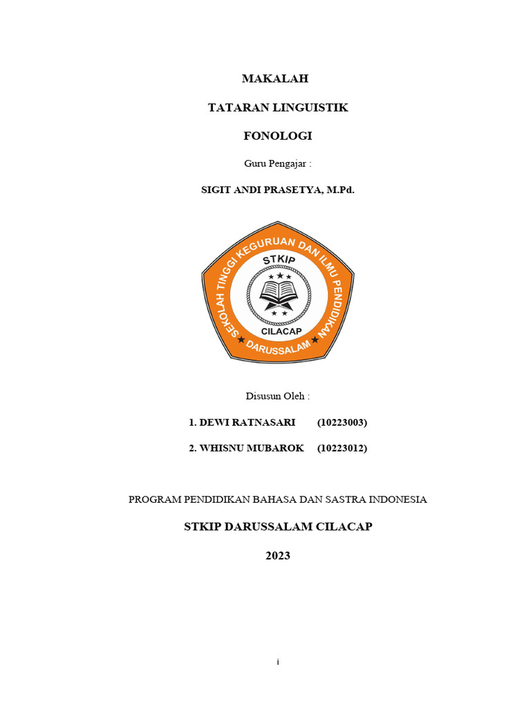 Makalah Linguistik Umum Tentang Tataran Linguistik Fonologi | PDF ...
