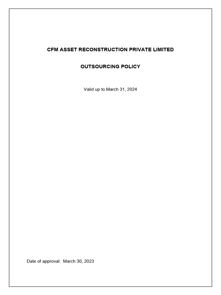 CFMARC - Outsourcing Policy - March 2023 | PDF | Finance & Money Management