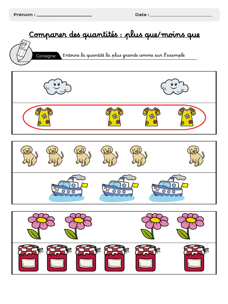 Comparer des quantités - plus que:moins que - GS | PDF