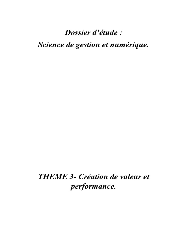 Dossier D'étude Science de Gestion Et Numérique | PDF