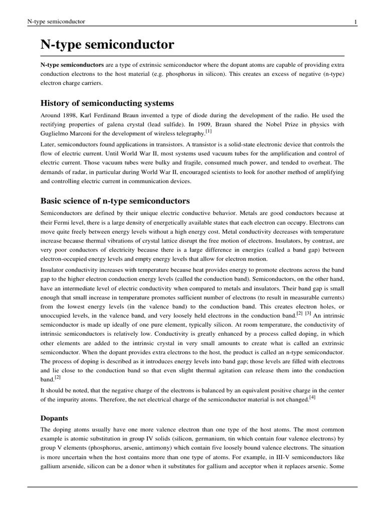 N Type Semiconductor | PDF | Doping (Semiconductor) | Semiconductors