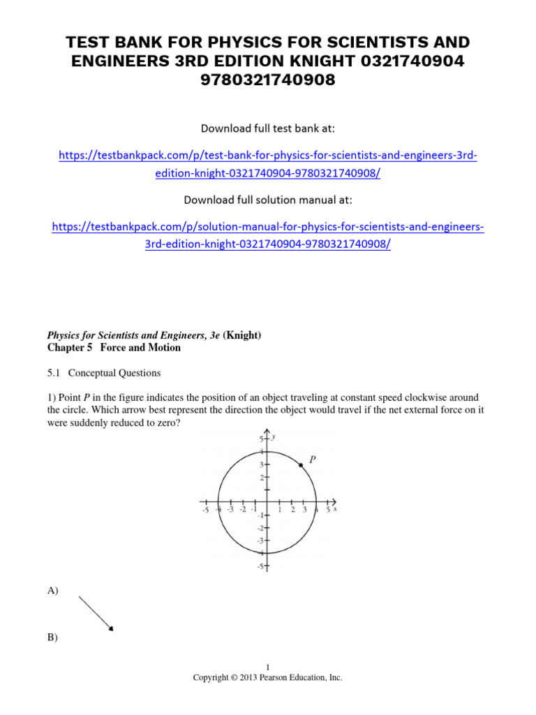 Physics For Scientists and Engineers 3rd Edition Knight Test Bank 1 ...