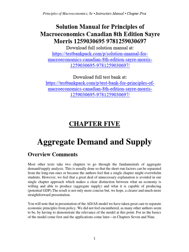 Macroeconomics Canadian 8th Edition Sayre Solutions Manual 1 | PDF