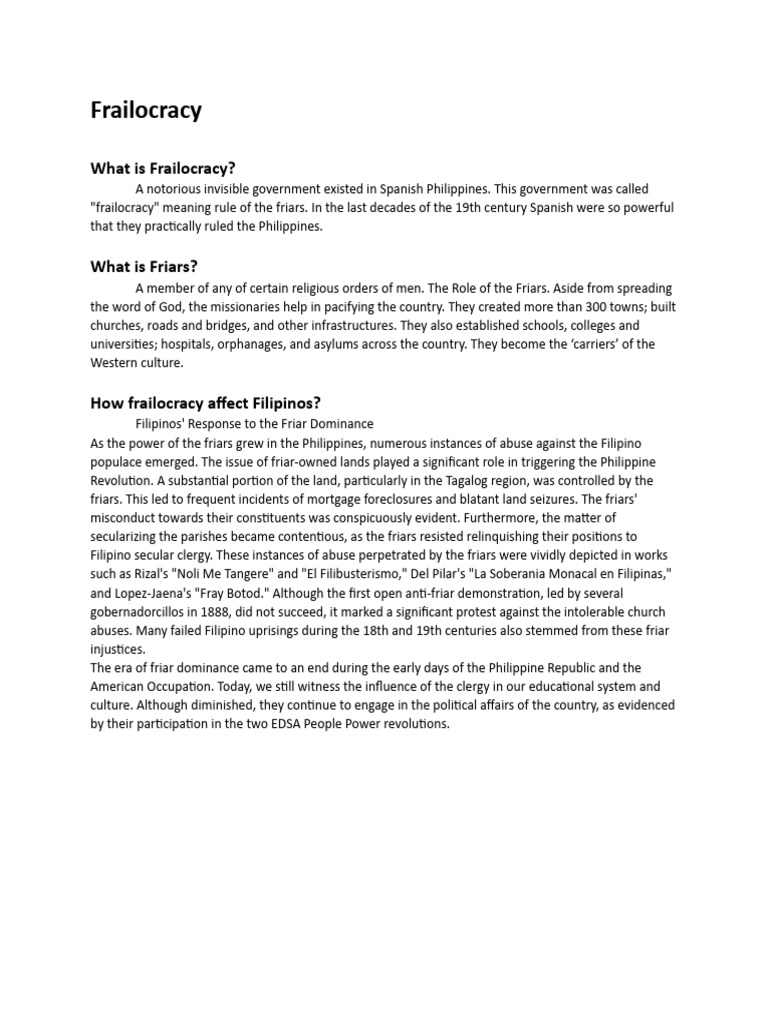 Frailocracy | PDF | History | Religion & Spirituality