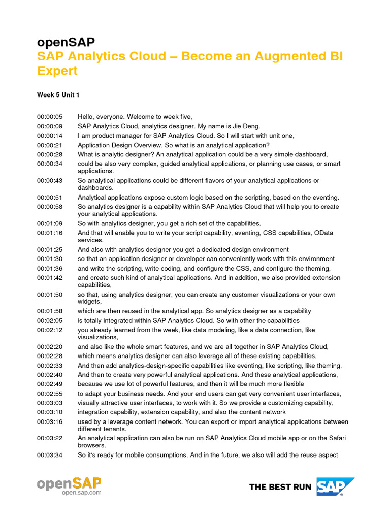 openSAP Sac5 Week 5 Transcript | Download Free PDF | Scripting Language ... openSAP Sac5 Week 5 Transcript | Download Free PDF | Scripting Language ...