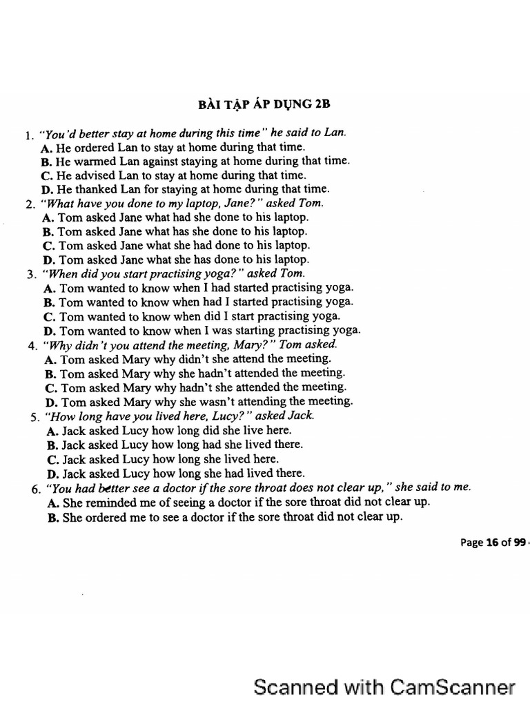 Reported Speech 2B | PDF