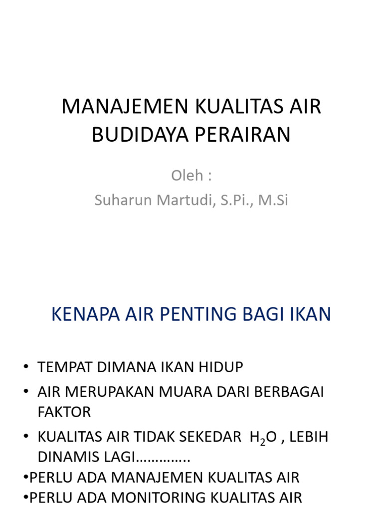 4.MANAJEMEN KUALITAS AIR BUDIDAYA PERAIRAN | PDF