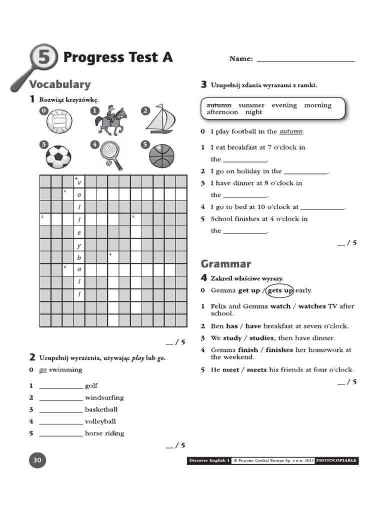 Discover-English-1-Test 5 | PDF