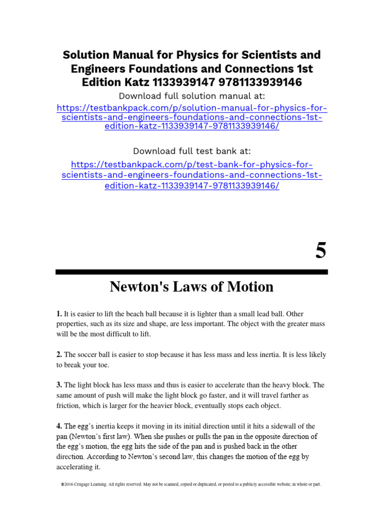 Physics For Scientists and Engineers Foundations and Connections 1st Edition Katz Solutions ...