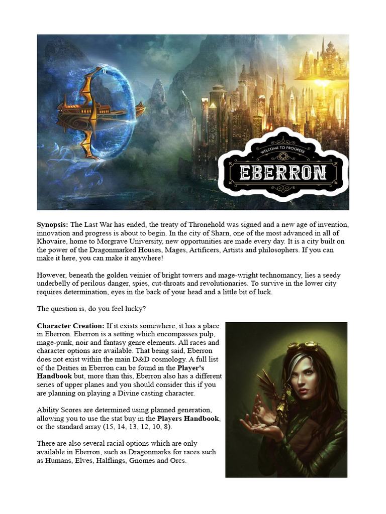 Eberron - Welcome To Progress | Download Free PDF | Role Playing Games | Dungeons & Dragons