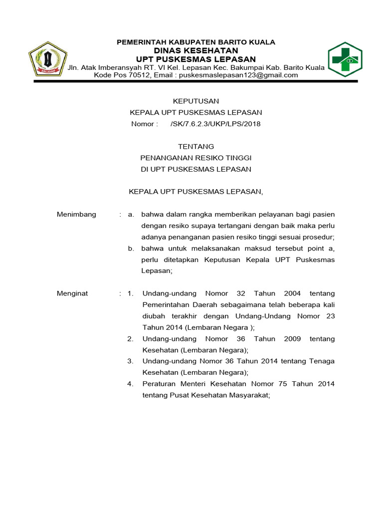 Sk Penanganan Pasien Resiko Tinggi Pdf