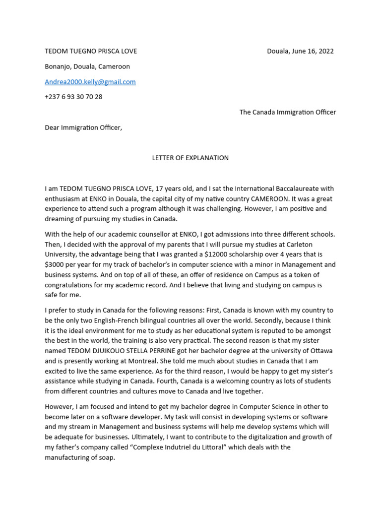 Letter of Explanation | PDF