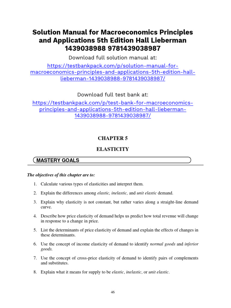 Macroeconomics Principles and Applications 5th Edition Hall Solutions Manual 1 | PDF