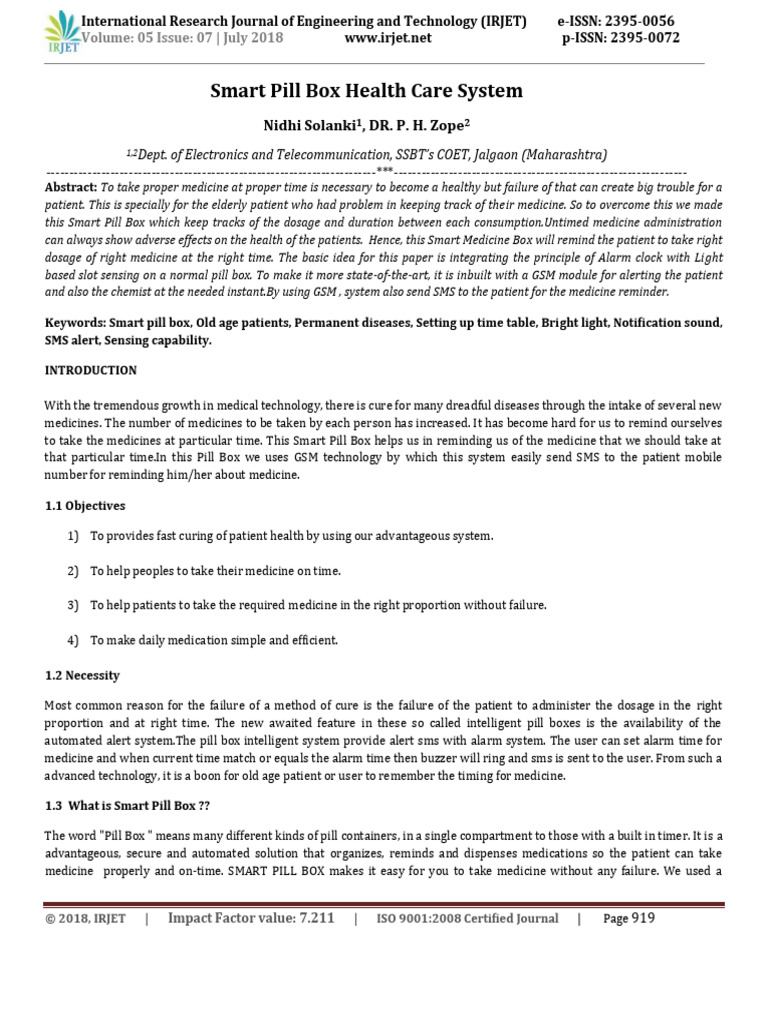 Smart Pill Box Health Care System | PDF | Medicine | Microcontroller