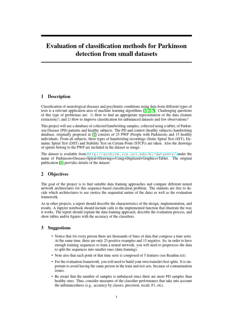 P3 Parkinson Detection DL D2 | PDF | Statistical Classification | Accuracy And Precision