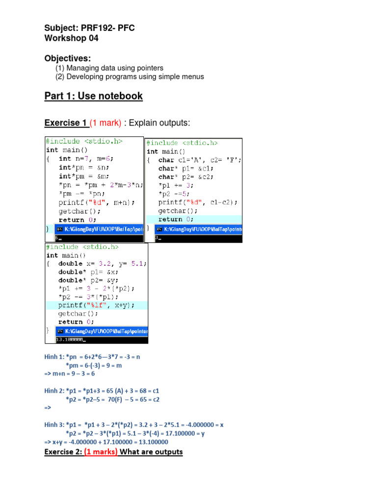 Ws 4 | PDF | Menu (Computing) | Pointer (Computer Programming)