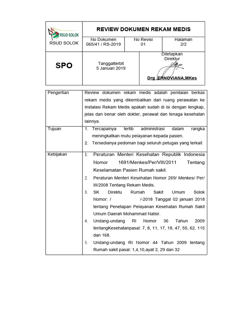 36 Spo Review Rekam Medis | PDF