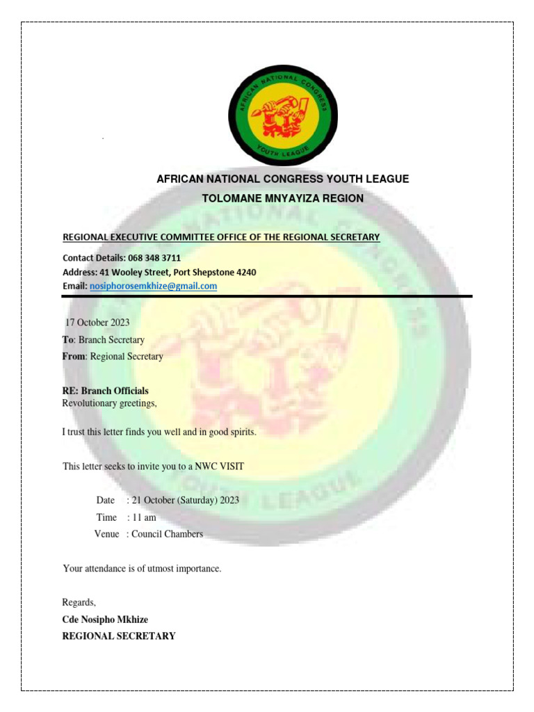 NWC Branch Officials Meeting Invite | PDF