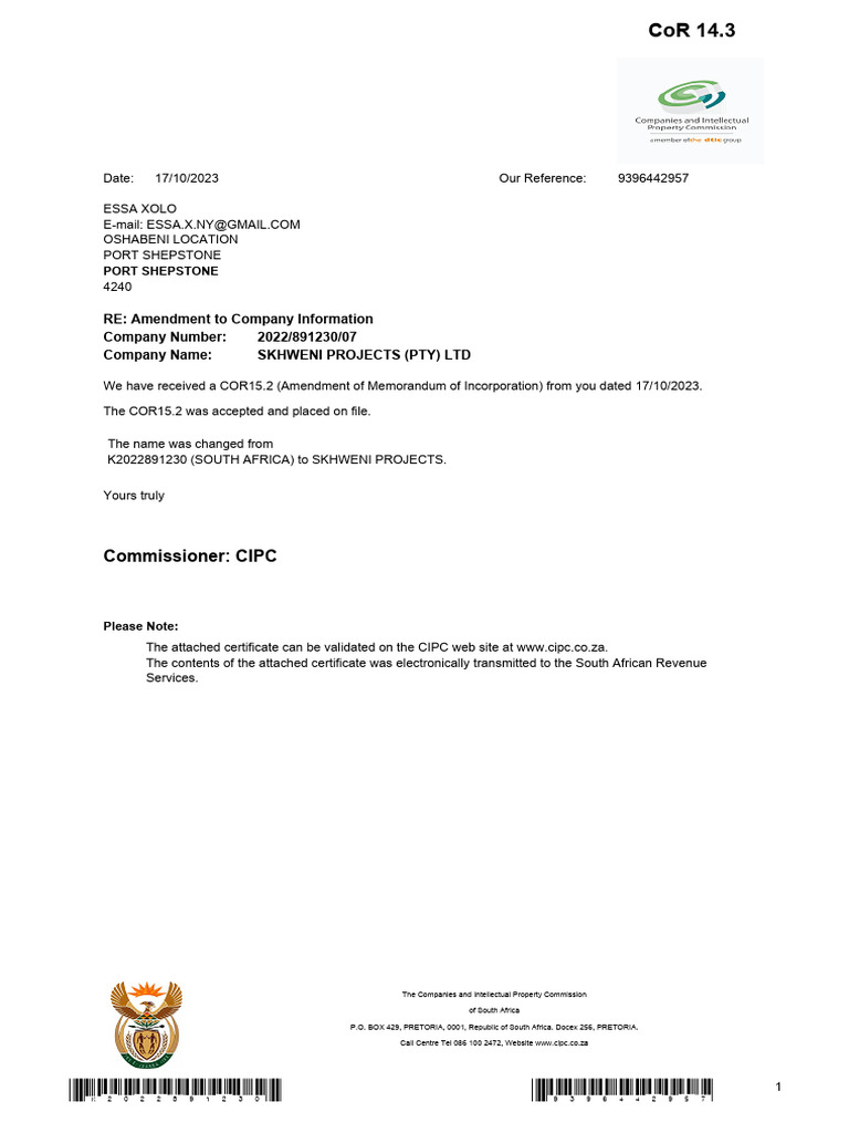 Commissioner: CIPC | PDF | Justice | Crime & Violence