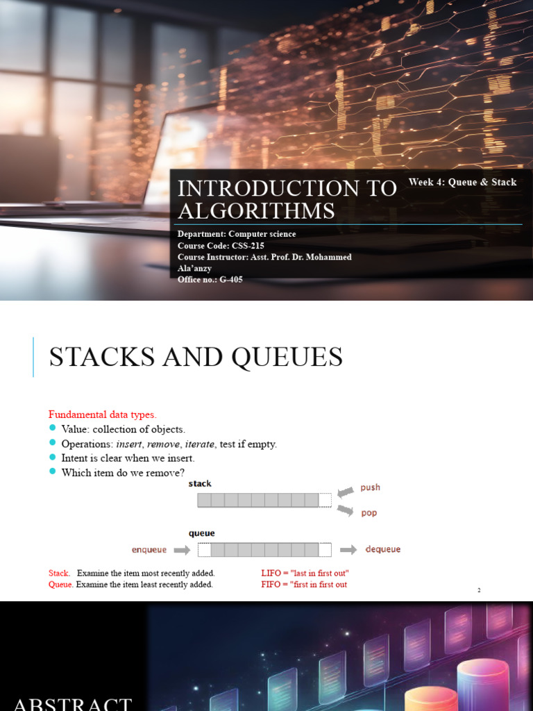 W4 QueueAndStack | PDF | Queue (Abstract Data Type) | Information Technology
