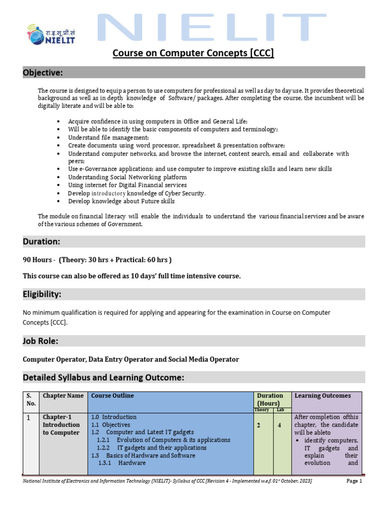 CCC Revised Syllabus | PDF