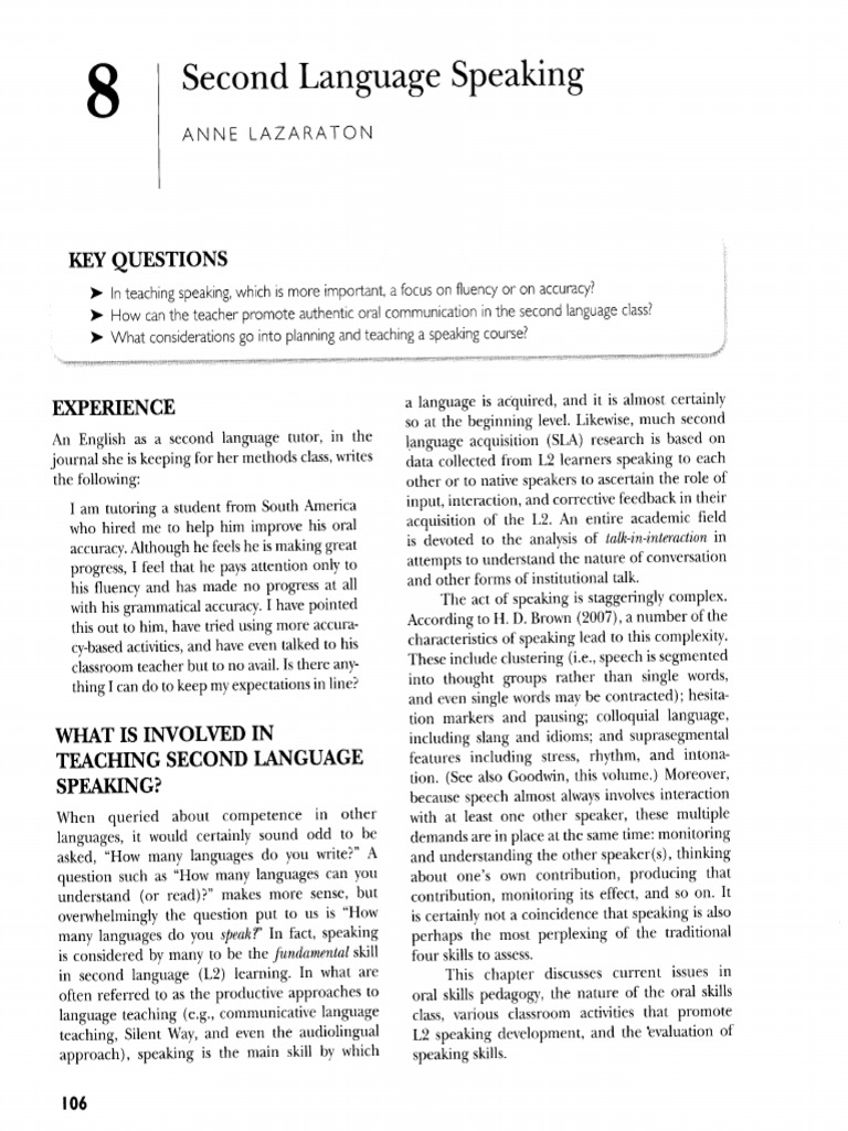Second Language Speaking | PDF