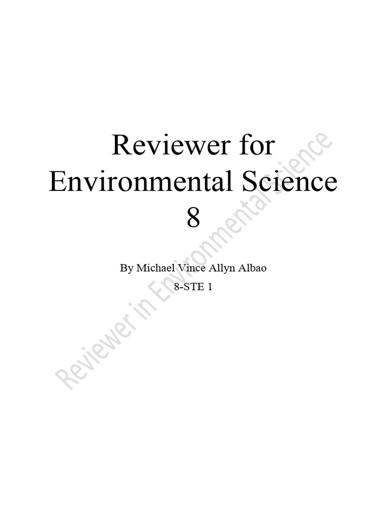 Reviewer For Environmental Science 8 | PDF | Environmental Science | Natural Environment