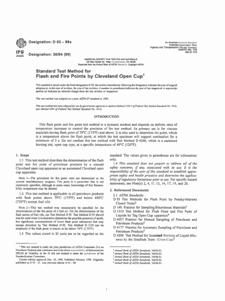 MT+PT - Astm D92-98a | PDF