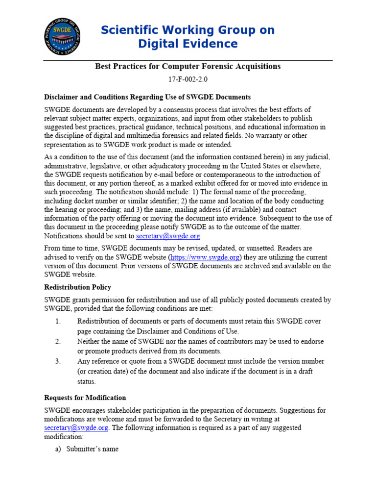 Best Practices For Computer Forensic Acquisitions | PDF | Booting | Encryption