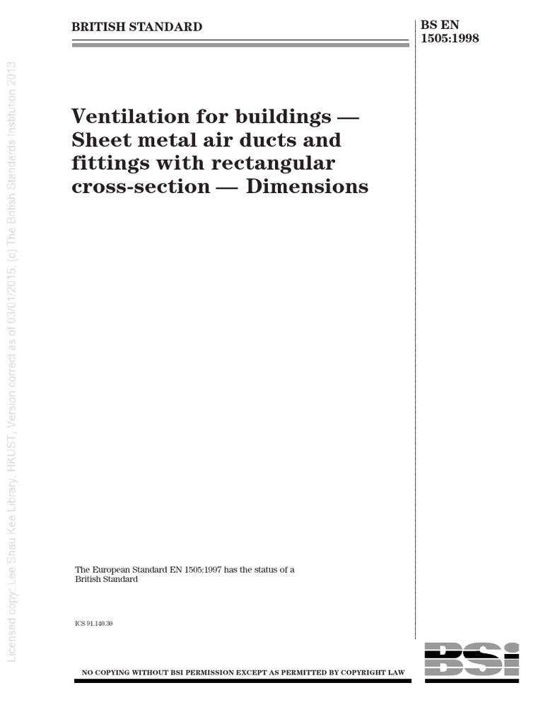 En 1505-1998 Ventilation For Buildings - Sheet Metal Air Ducts and ...