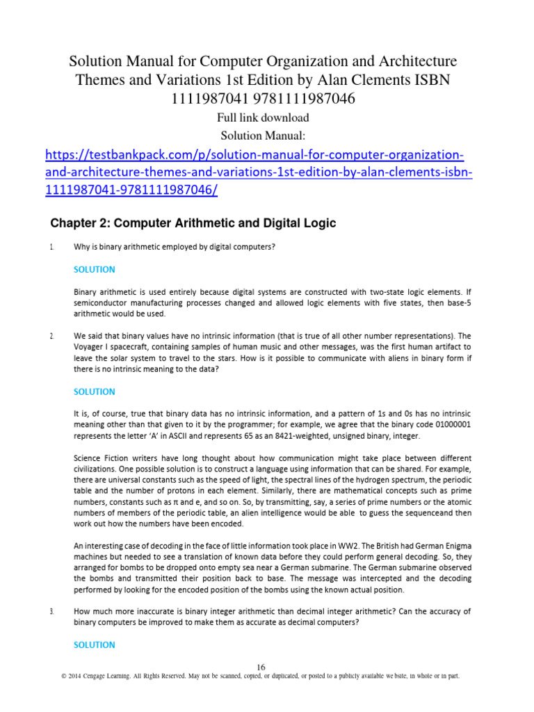 Solution Manual For Computer Organization and Architecture Themes and ...