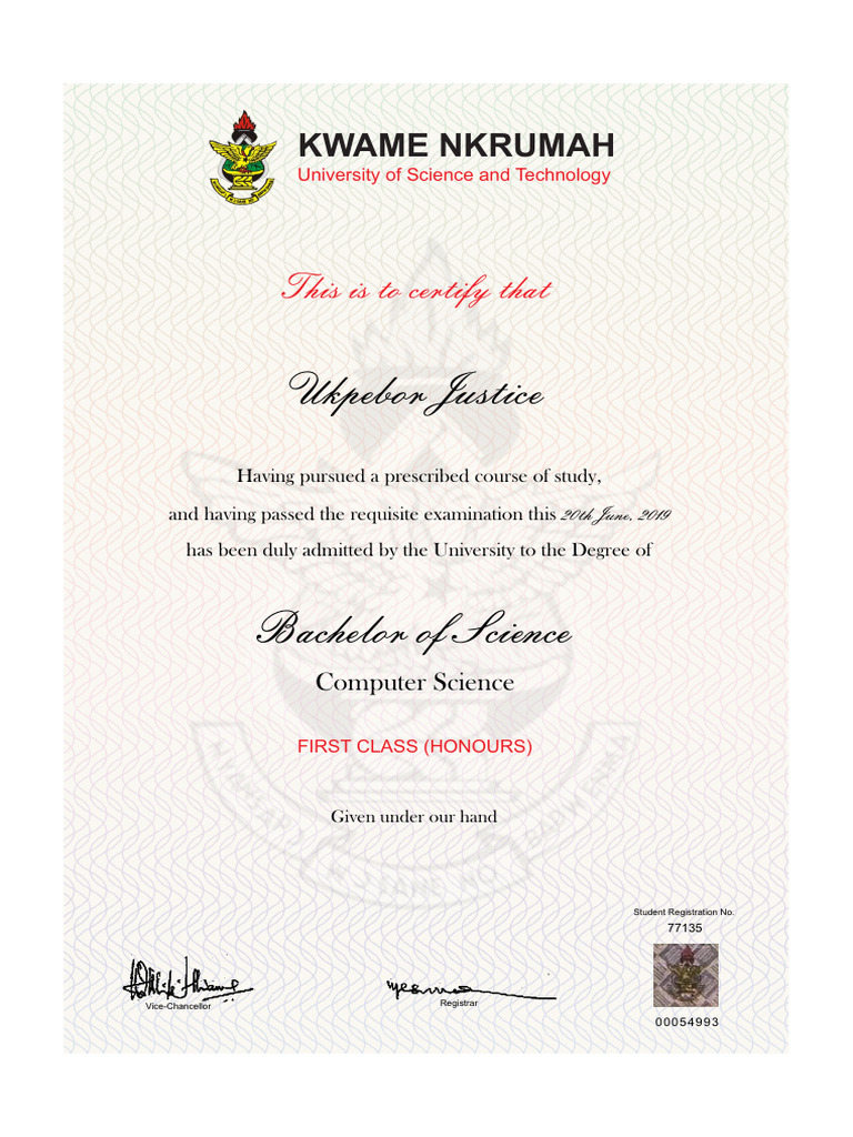 BSc Computer Science Degree Certificate | PDF