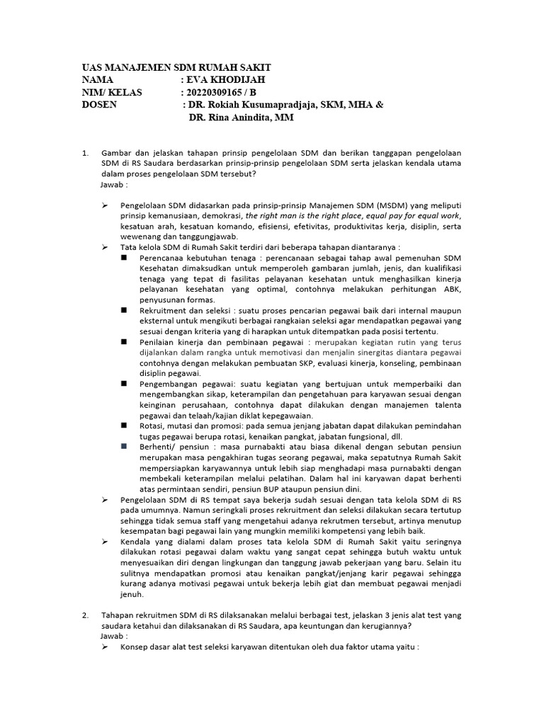 Uas MSDM - Eva Khodijah | PDF