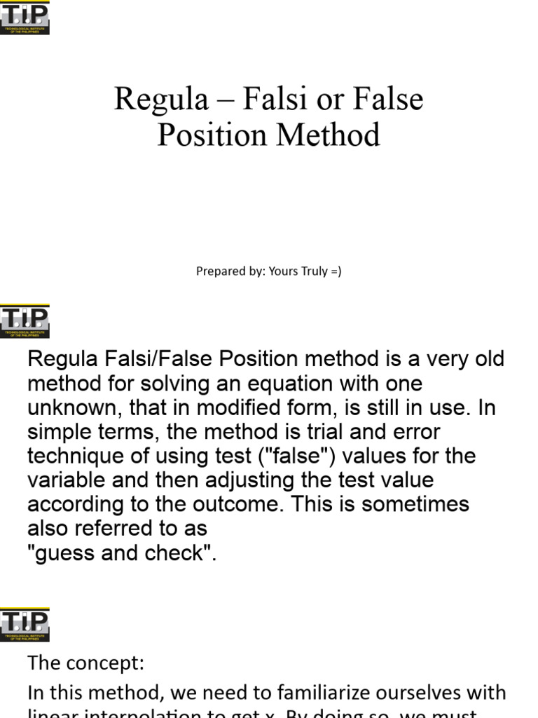 Regula Falsi Method Explained | PDF