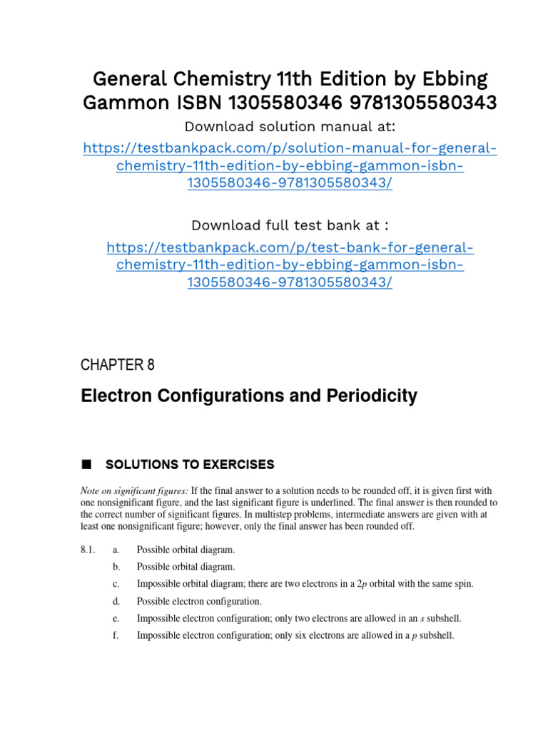General Chemistry 11th Edition Solutions | PDF | Electron Configuration ...