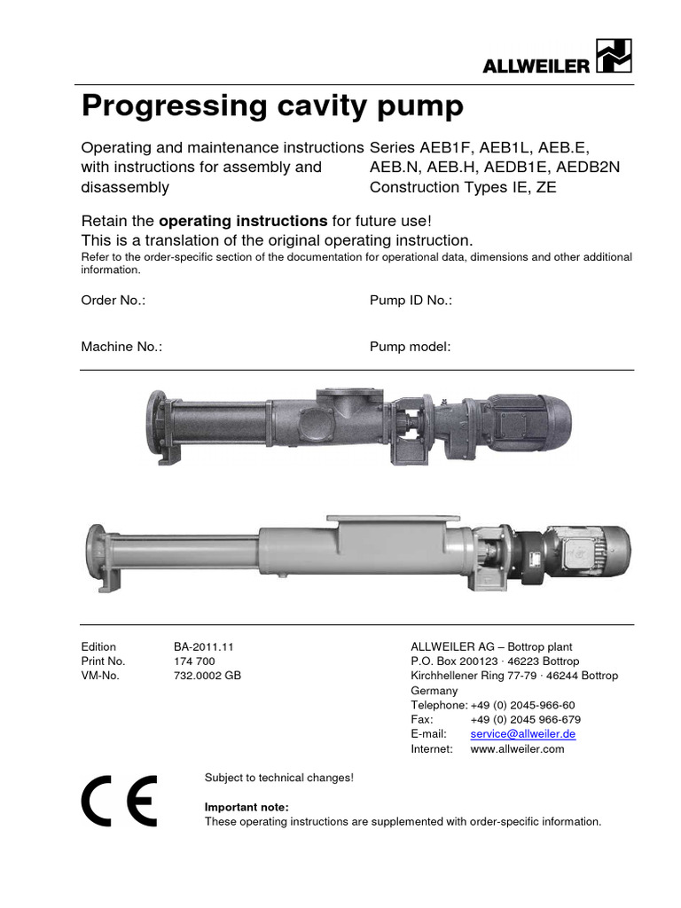 Manual Allweiler AEB Serie 1 | Download Free PDF | Pump | Safety