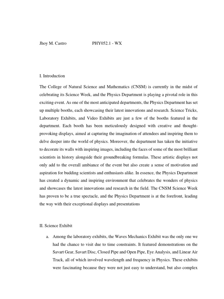 Physics Exhibit | PDF