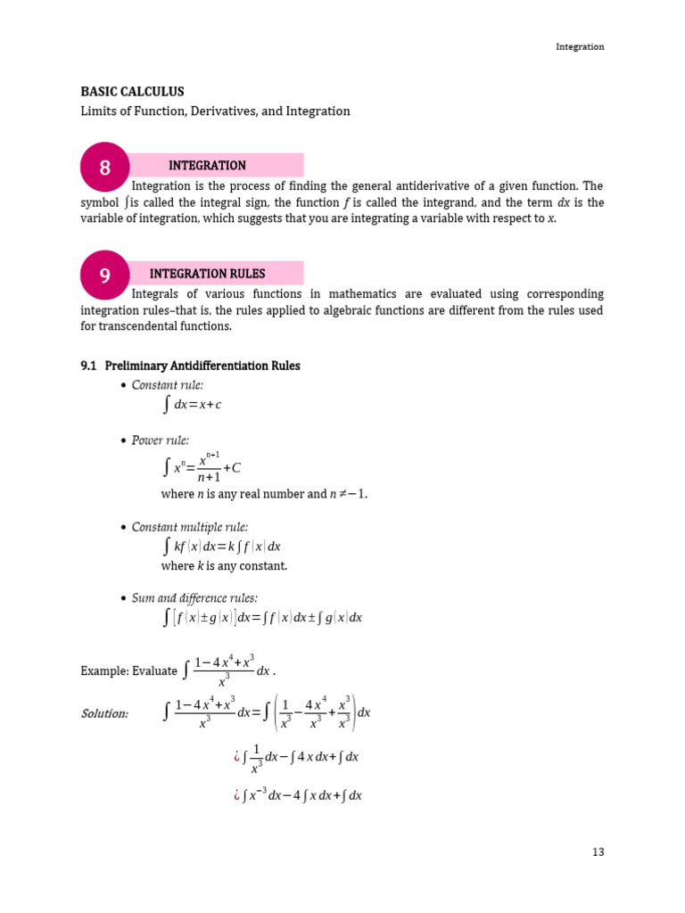 Calculus Integration Rules Guide | PDF | Integral | Mathematical Analysis
